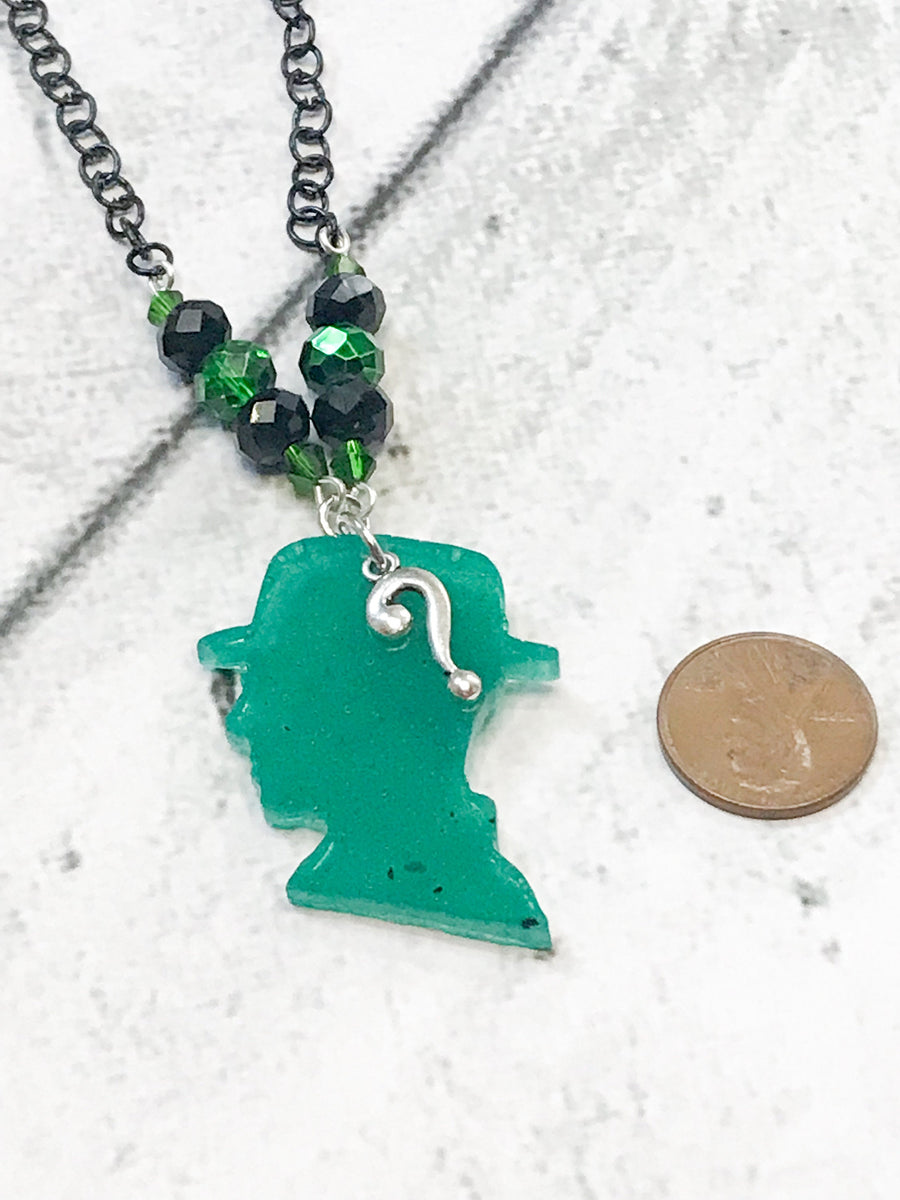 Riddler Silhouette Necklace – Nerdy Robots Jewelry